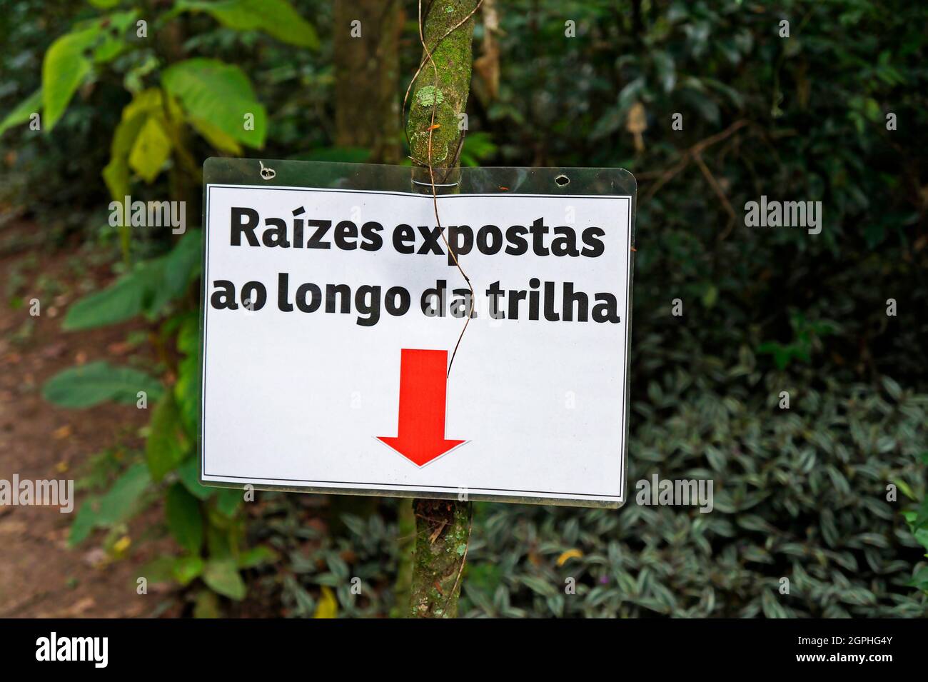 RIO DE JANEIRO, BRAZIL - DECEMBER 21, 2019: Warning sign in portuguese ...