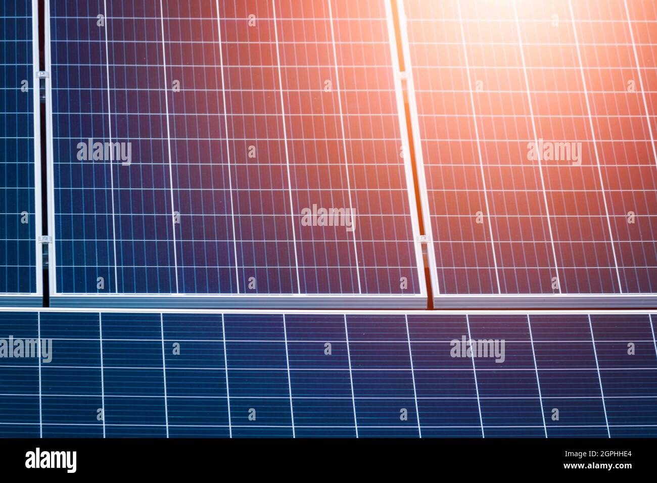 Focus on Solar panels on the red roof. Photovoltaic Solar Energy Zoom ...