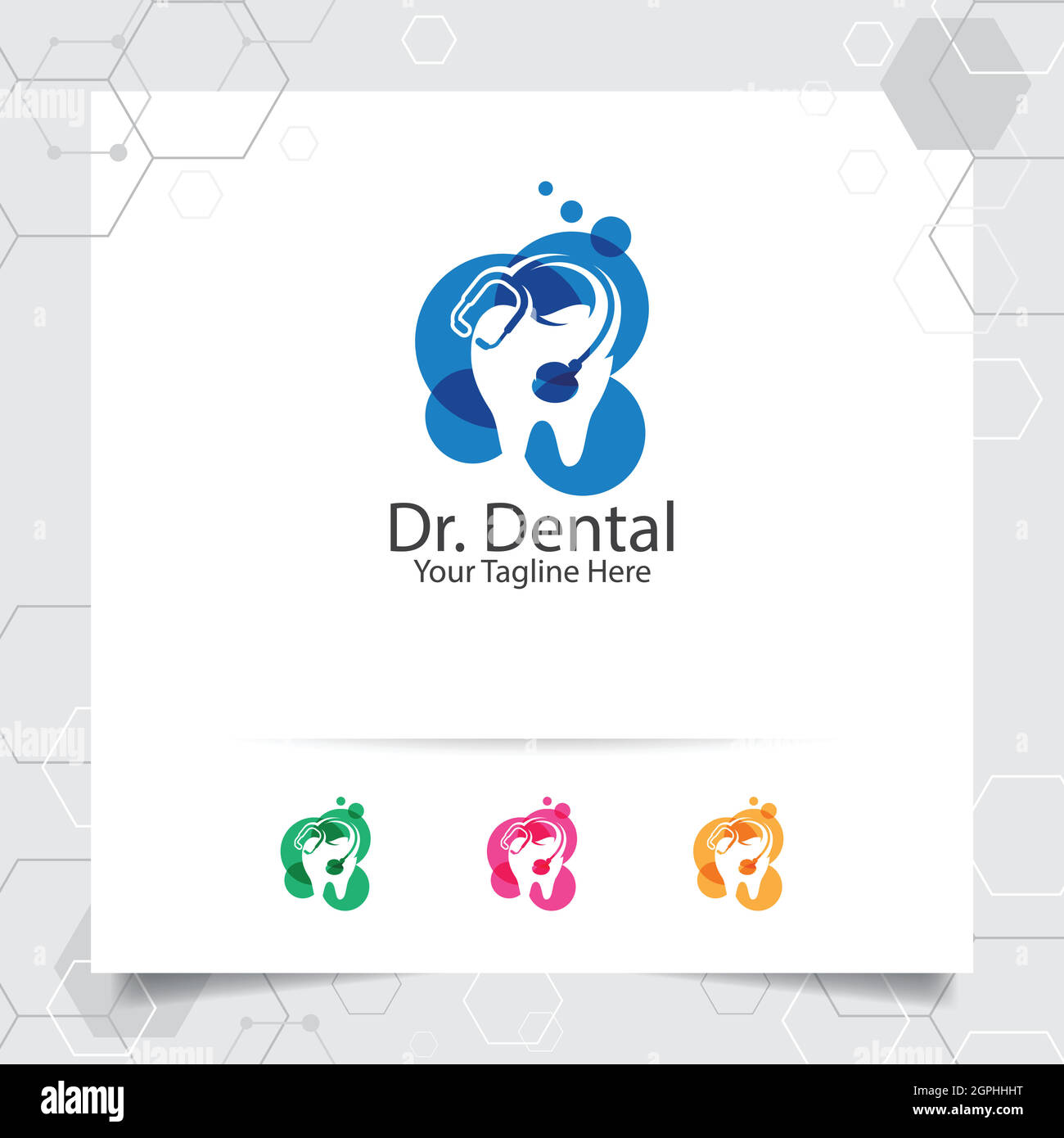 Dental logo dentist vector design with concept of stethoscope and tooth ...