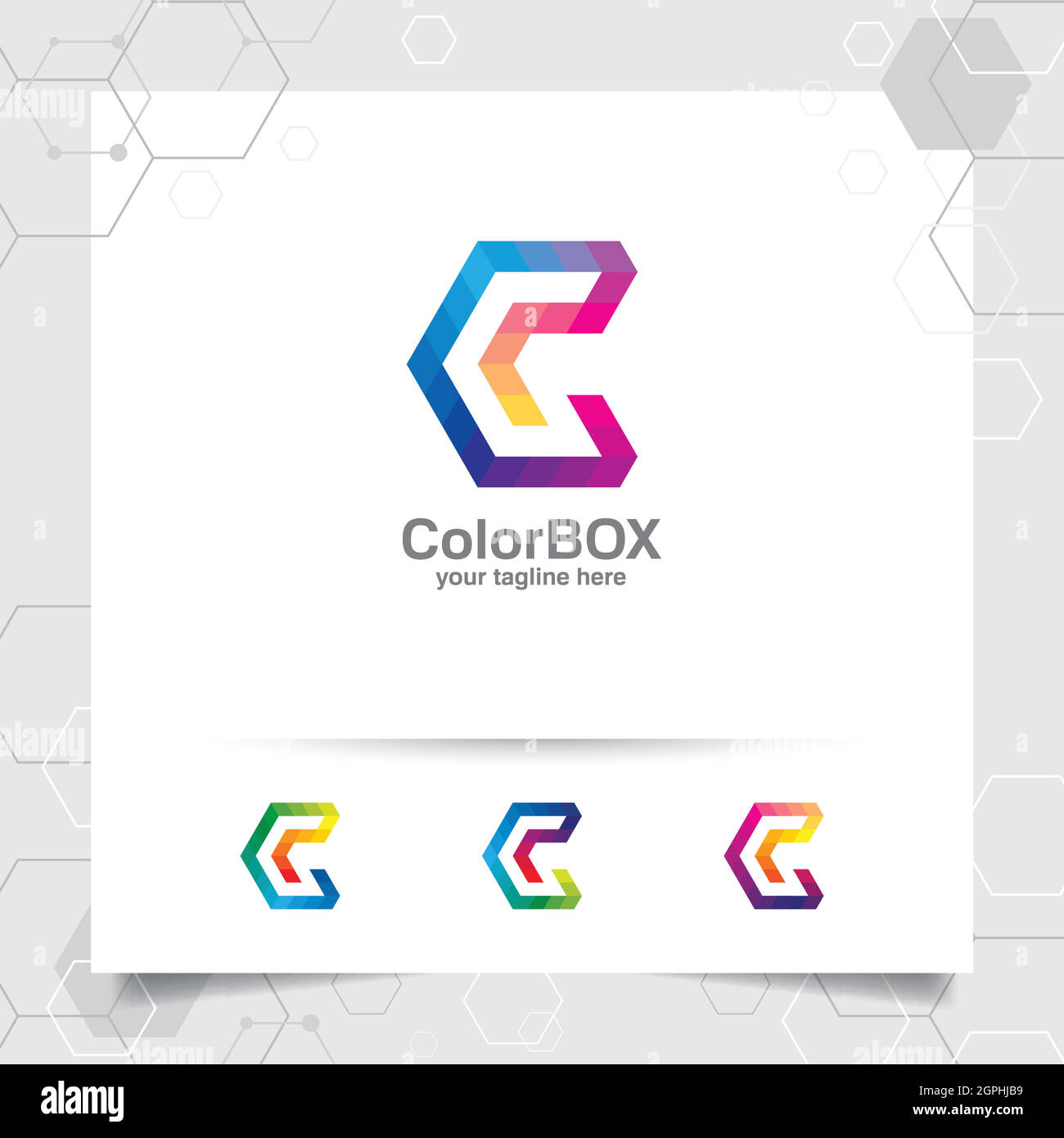 Digital logo letter C design vector with modern colorful pixel for ...