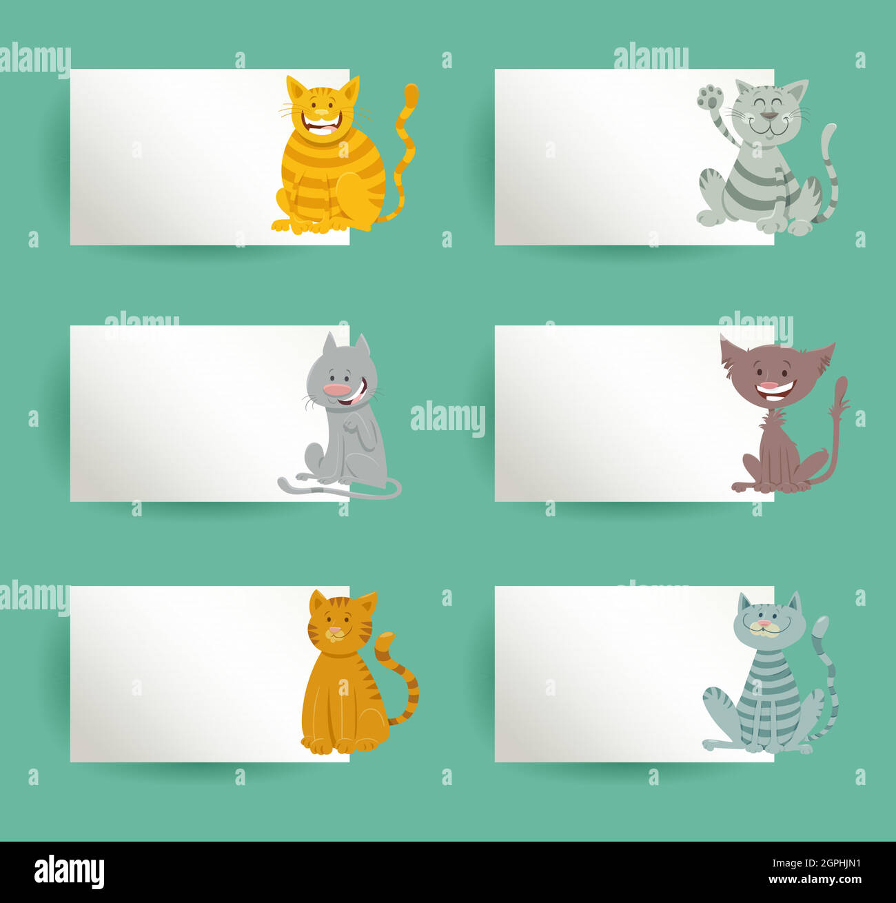 cards design set with cartoon cats and kittens Stock Vector Image & Art ...