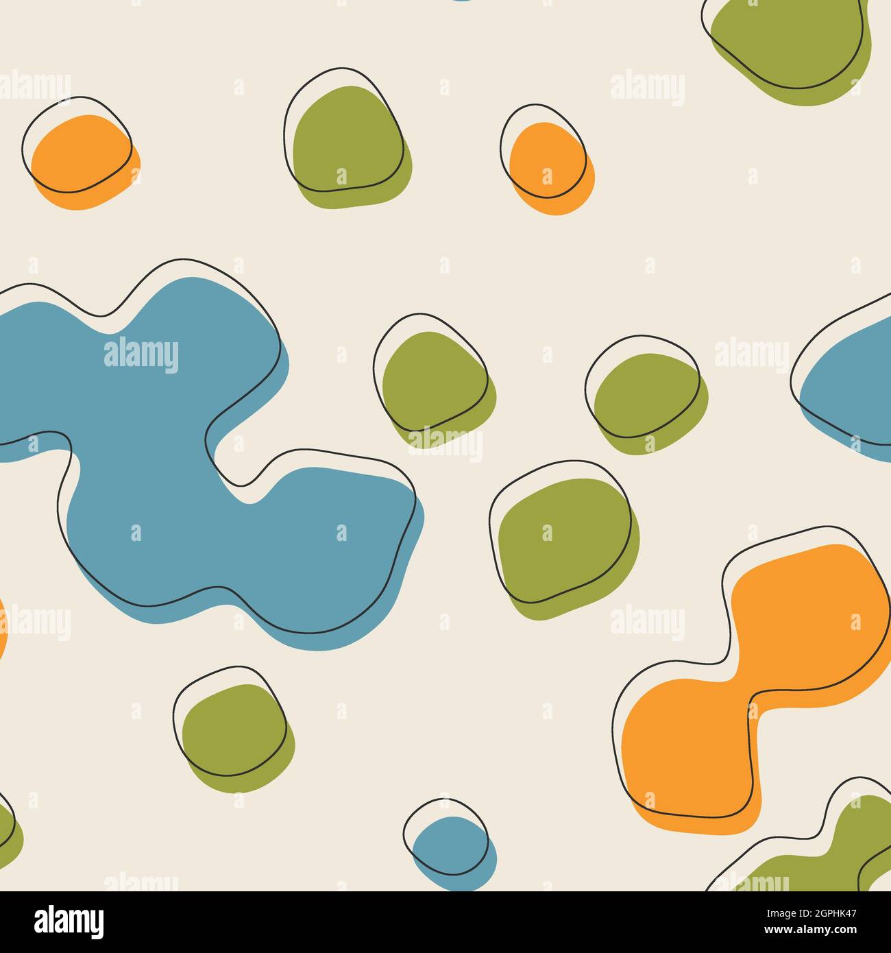 Seamless abstract organic blog shapes in various colors with offset ...
