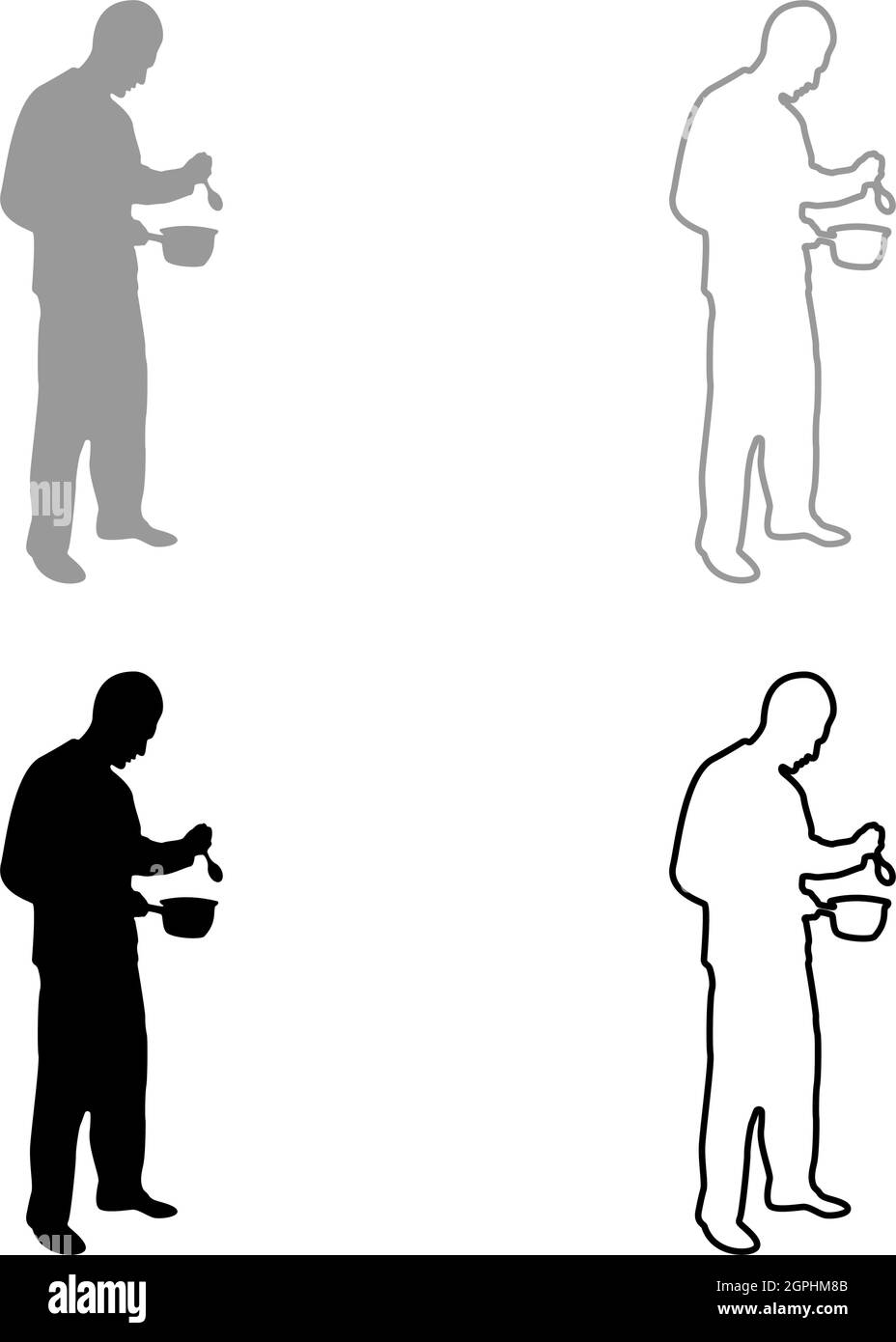 Man saucepan in hands Stock Vector Images - Alamy