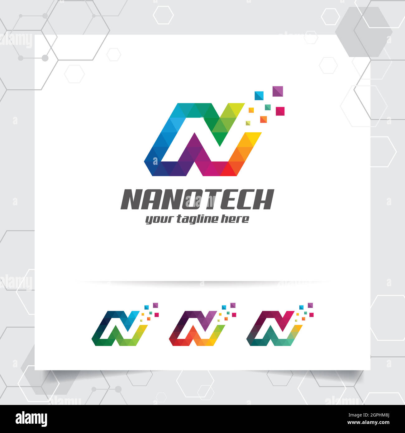 Digital logo letter N design vector with modern colorful pixel for ...