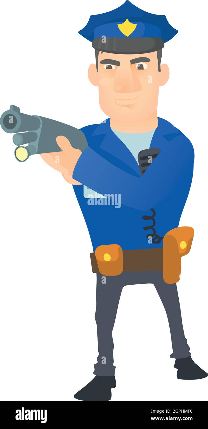 Policeman with gun icon, cartoon style Stock Vector Image & Art - Alamy