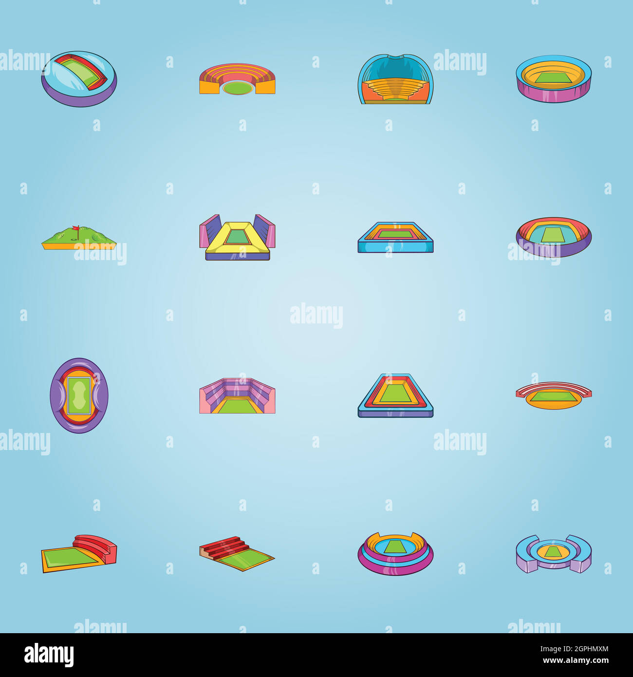 Stadium icons set, cartoon style Stock Vector Image & Art - Alamy