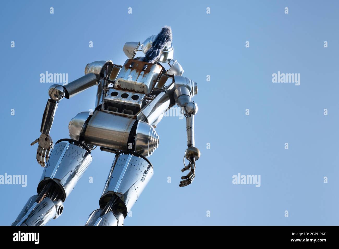 Giant female robot 'Metropolis' on the station square in Enschede, a ...