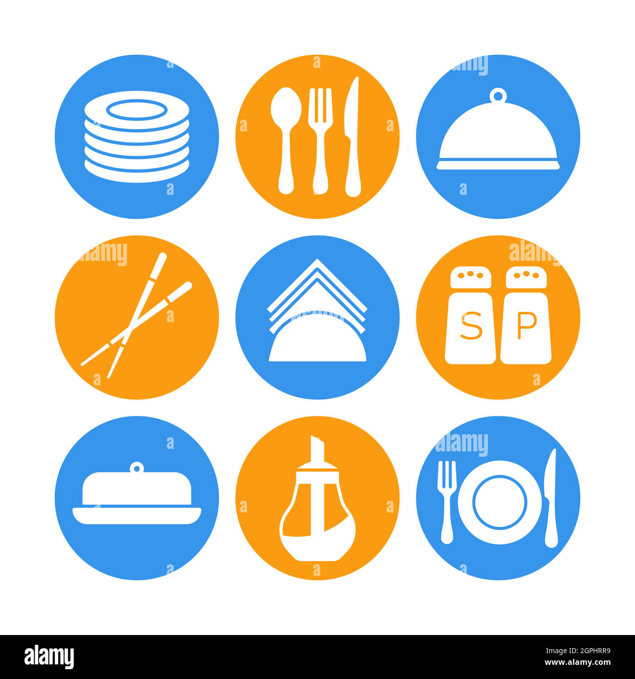 Restaurant vector icon white glyph set. Serving food sign Stock Vector ...