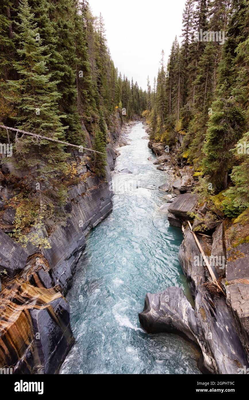 Fresh Water rushing in a canyon. Canadian Nature Background Stock Photo ...