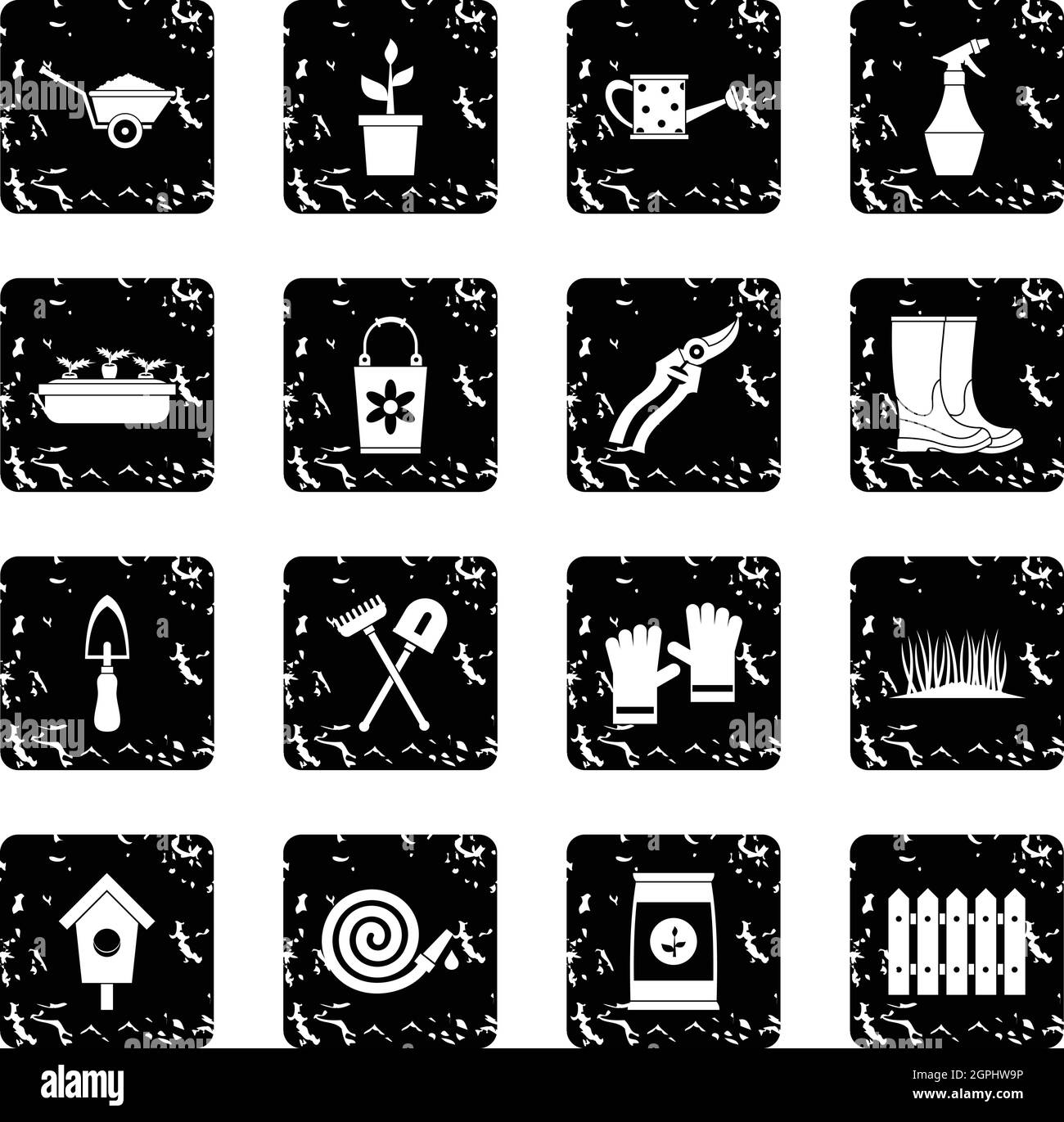 Garden icons set simple Black and White Stock Photos & Images - Alamy