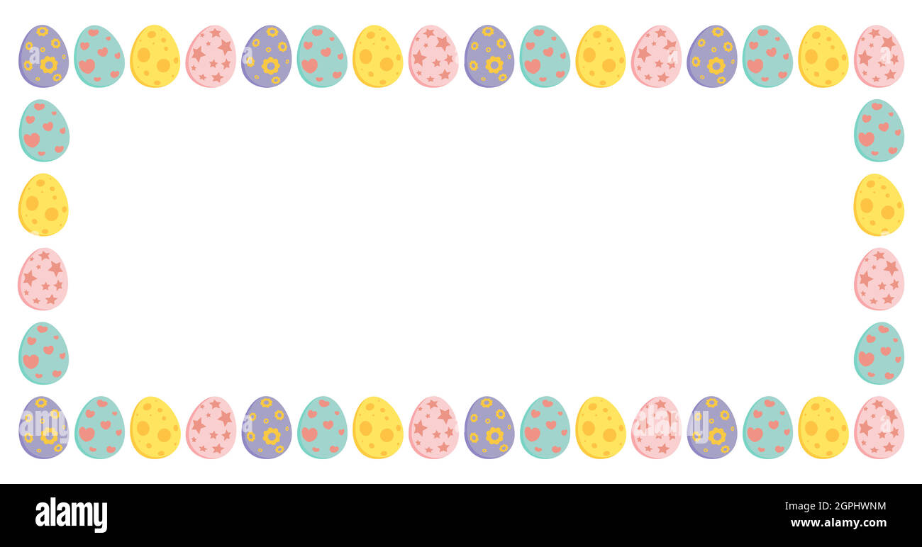 Easter rectangle border with colorful eggs. Holiday frame for greeting ...