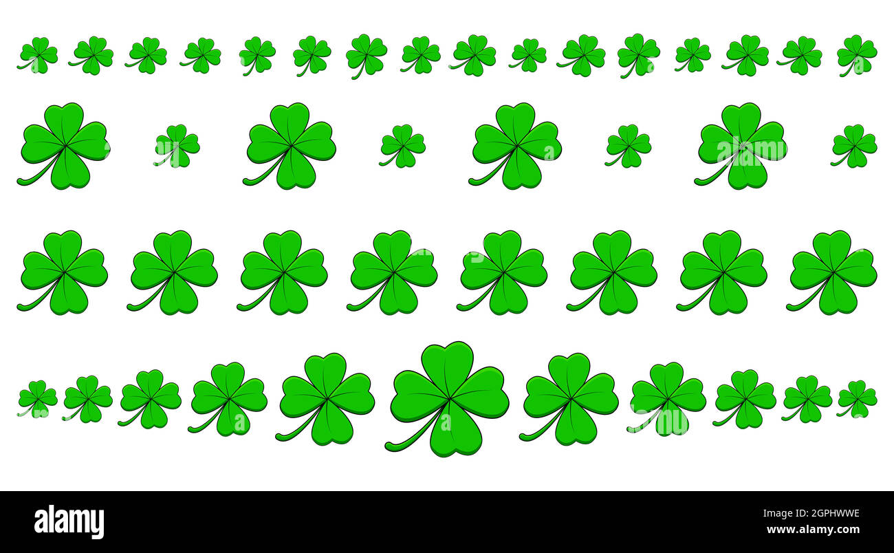 Shamrock , clover border set. Vector divider design. Holiday pattern ...