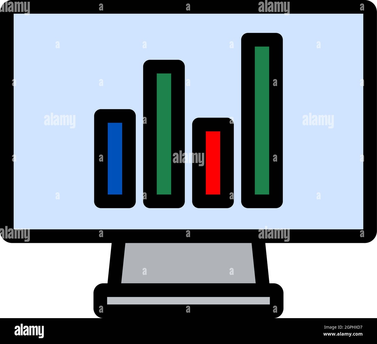 Monitor With Analytics Diagram Icon Stock Vector Image & Art - Alamy