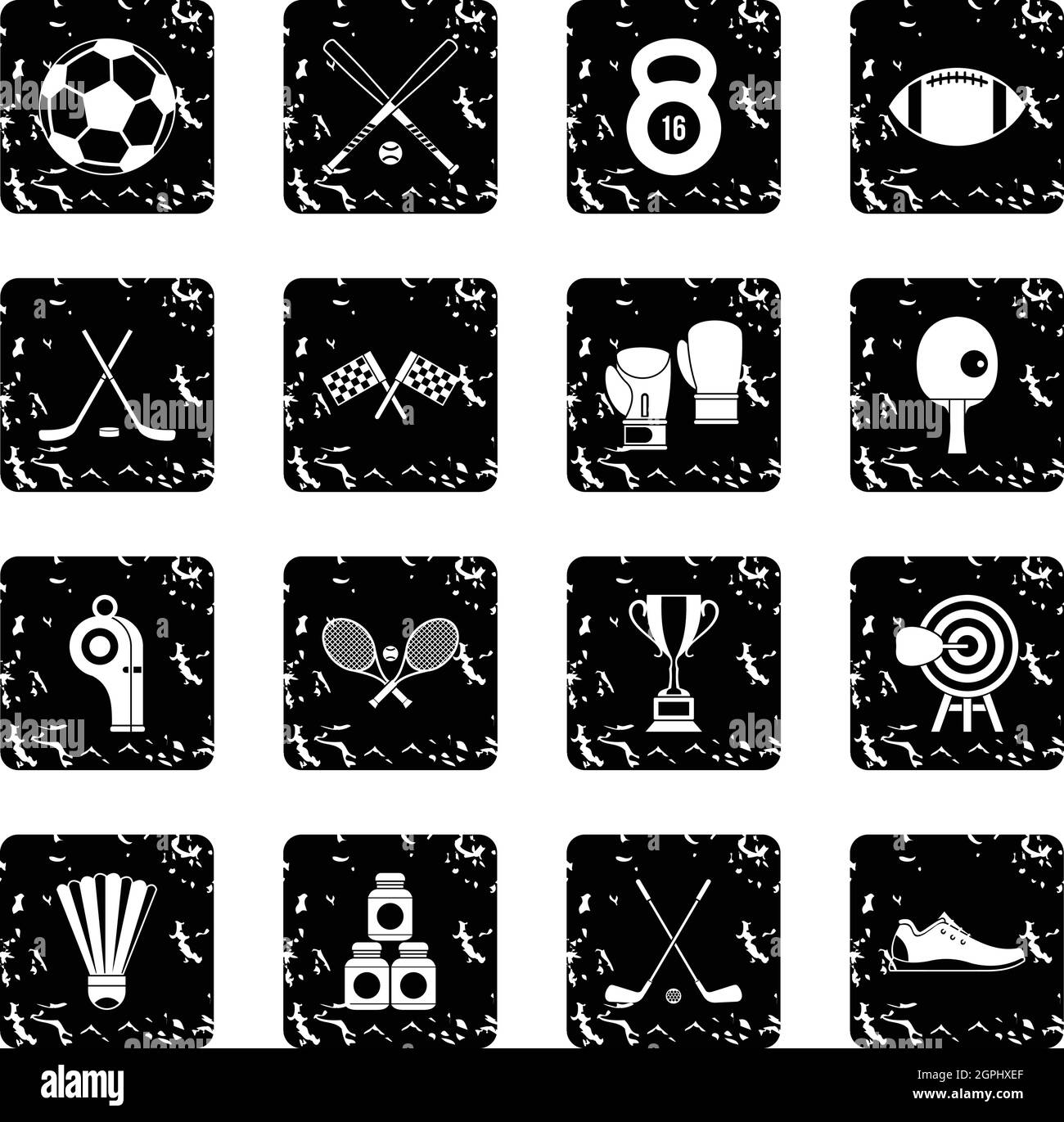 Sports equipment icons set Black and White Stock Photos & Images - Alamy