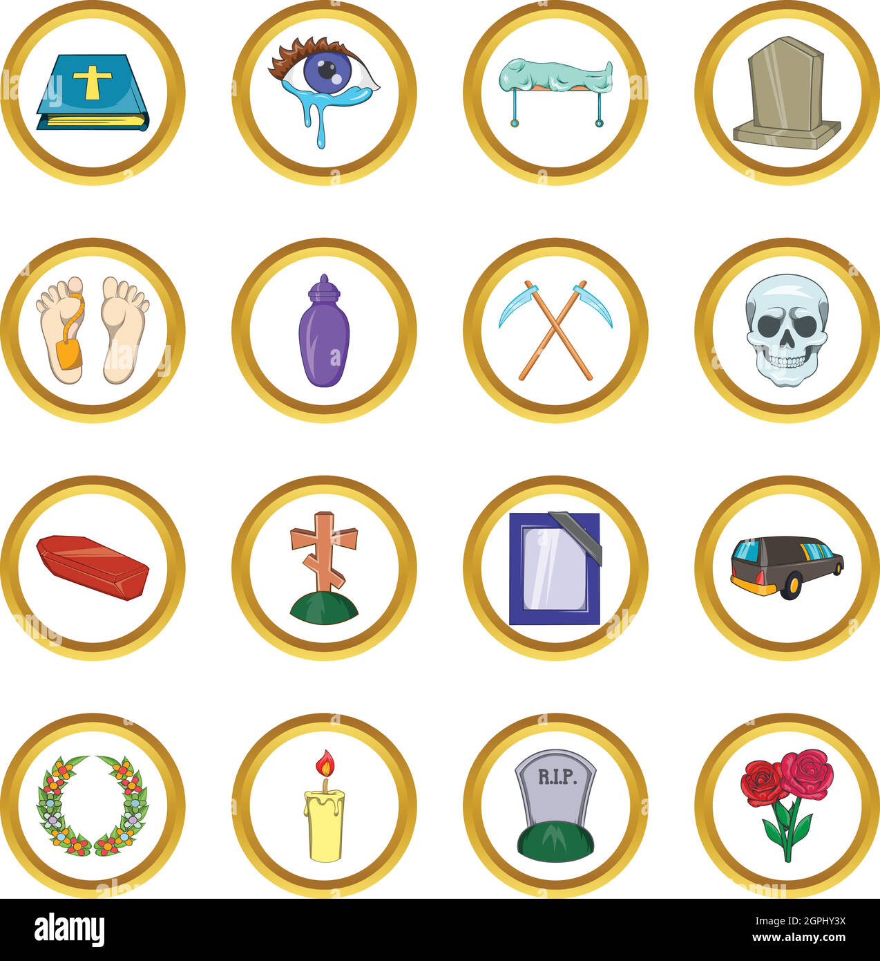 Funeral Icons set, cartoon style Stock Vector Image & Art - Alamy