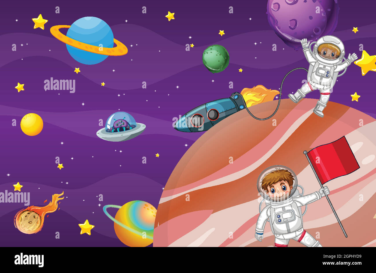 A space cartoon background scene illustration Stock Vector Image & Art ...