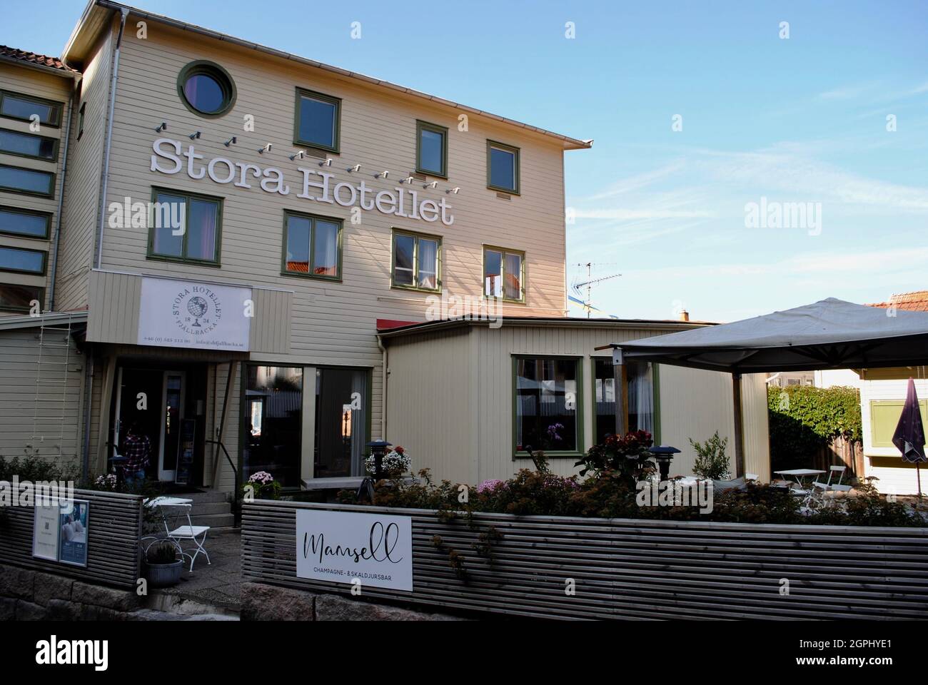 Stora Hotelllet (the large hotel) on mall streets with old houses in ...