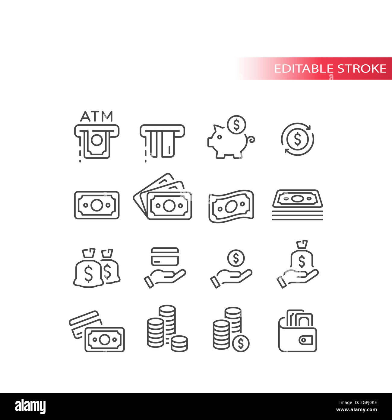 Money, dollar financial thin line vector set Stock Vector Image & Art ...