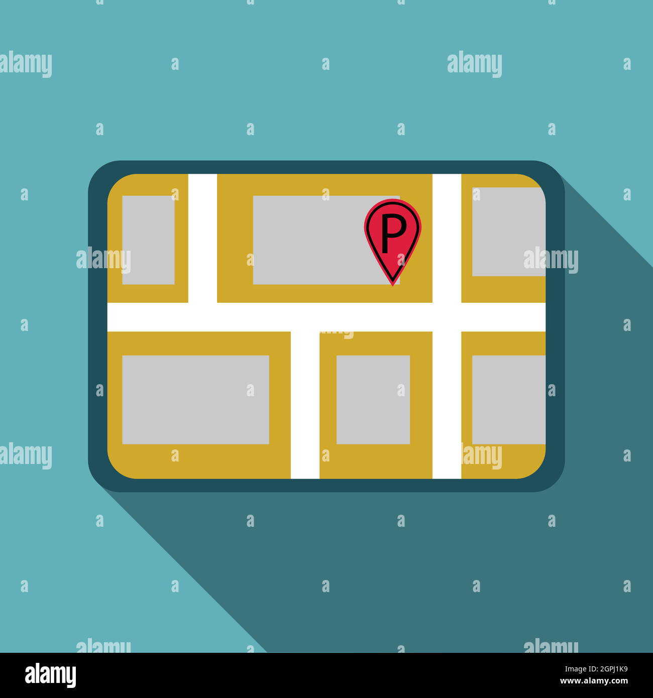 Map of GPS with parking sign icon, flat style Stock Vector Image & Art ...