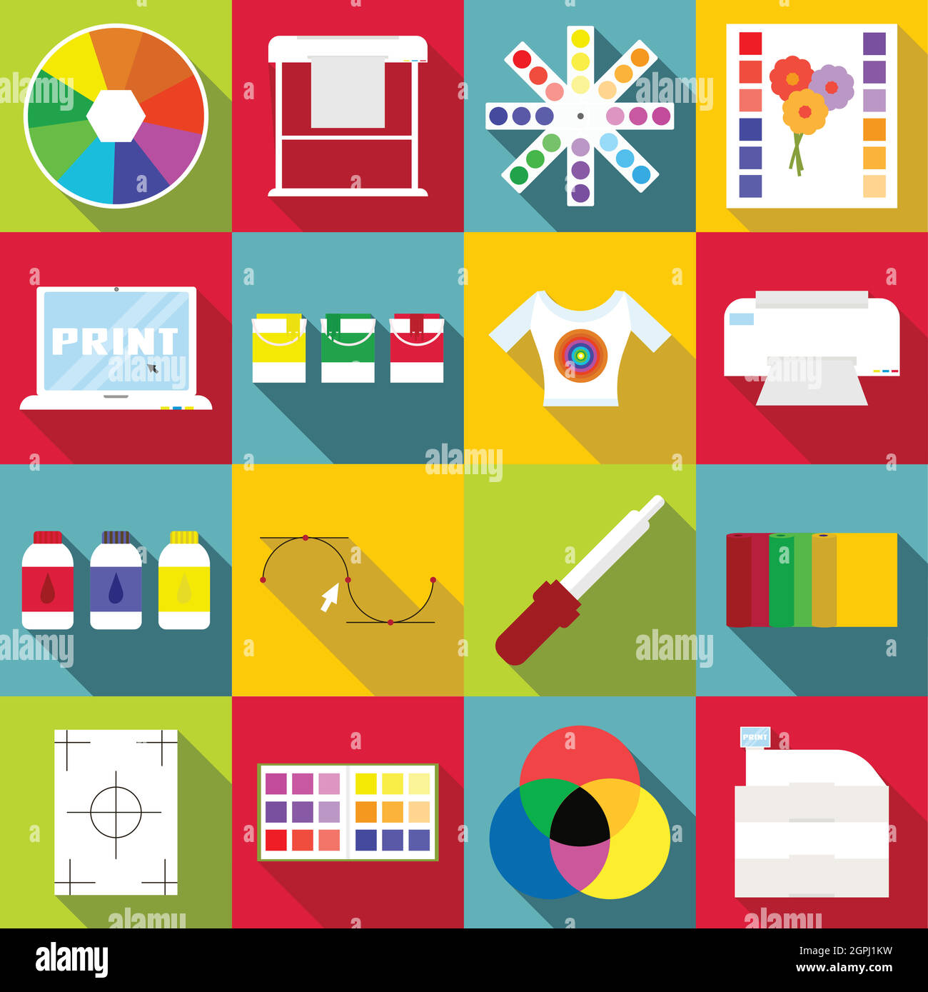 Print items icons set, flat style Stock Vector Image & Art - Alamy