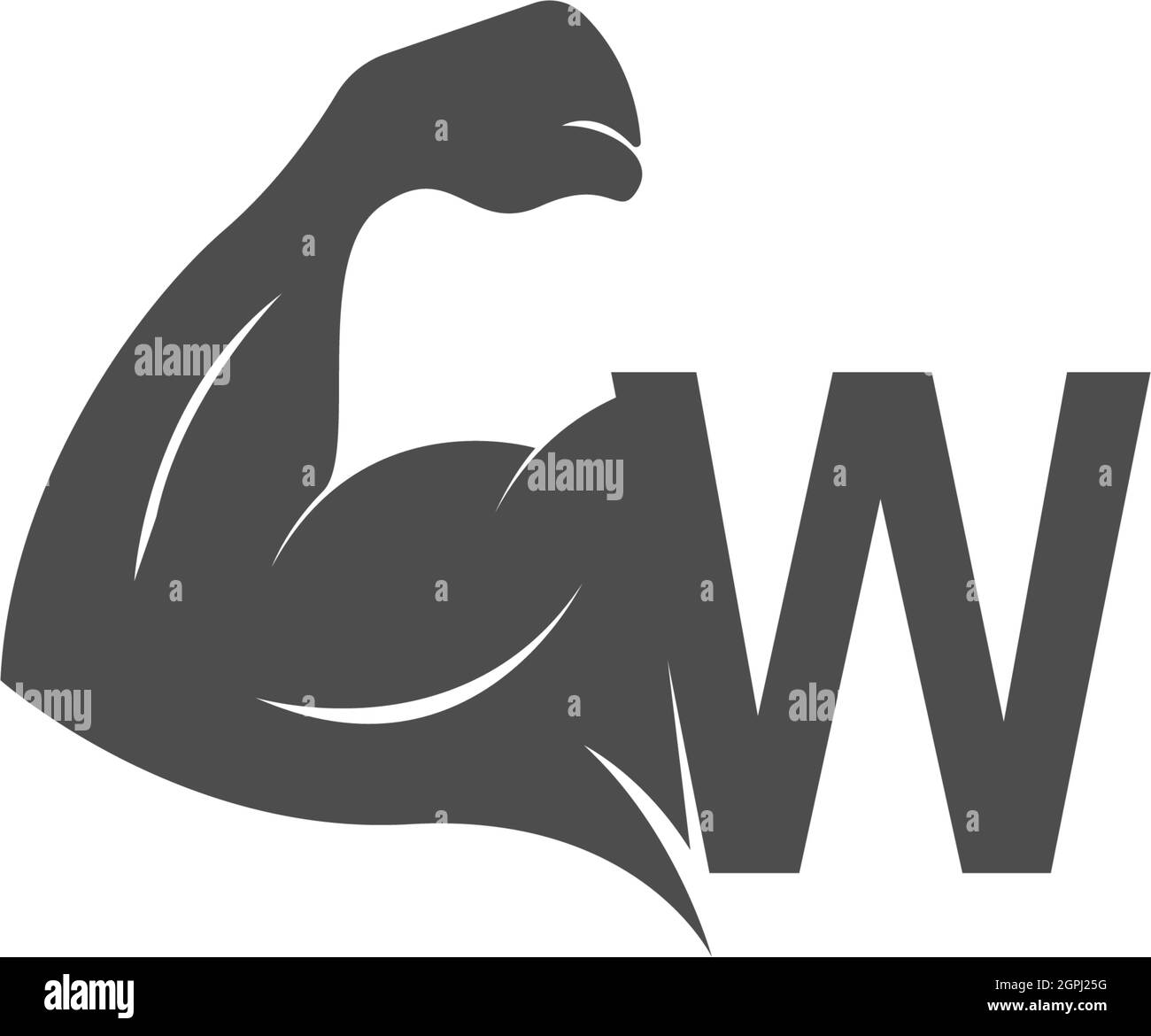 Letter W logo icon with muscle arm design vector Stock Vector Image ...