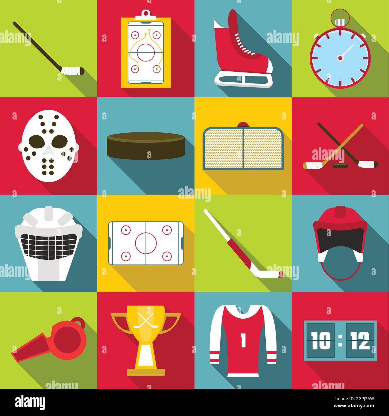 Hockey items icons set, flat style Stock Vector Image & Art - Alamy