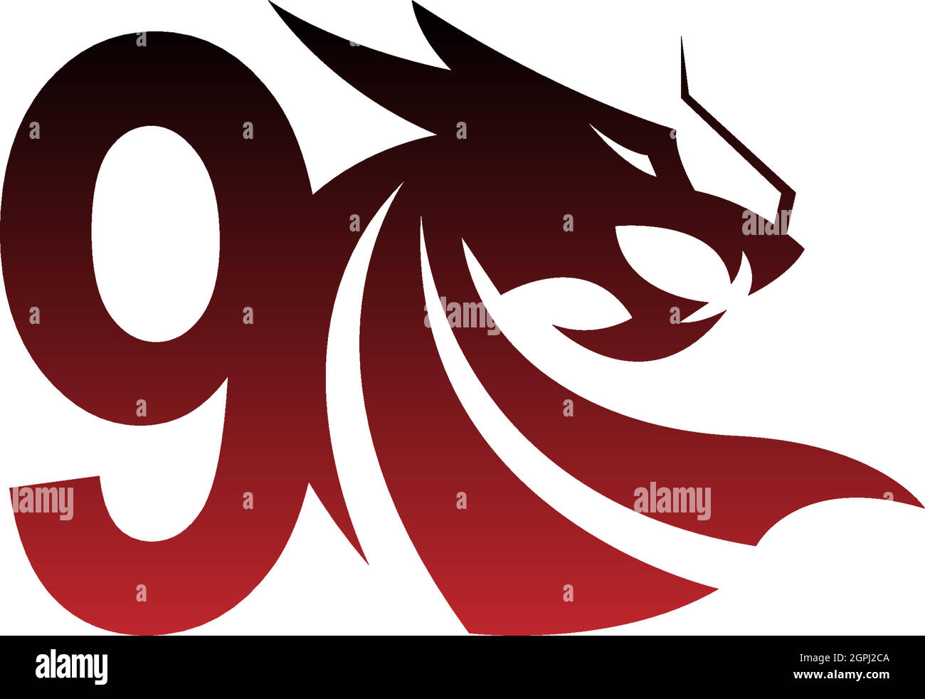 Number 9 logo icon with dragon design vector Stock Vector Image & Art ...
