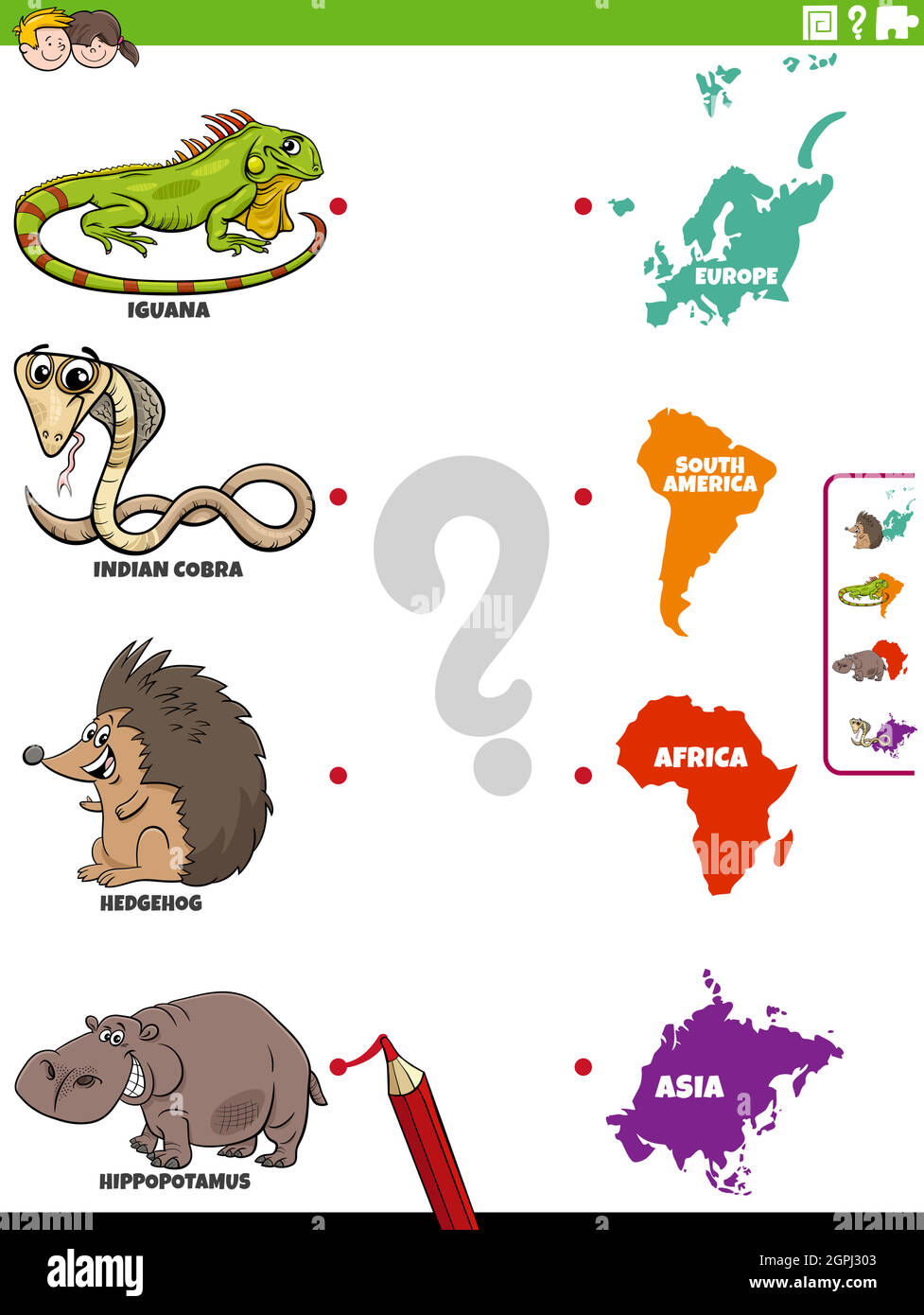 match animal species and continents educational game Stock Vector Image ...