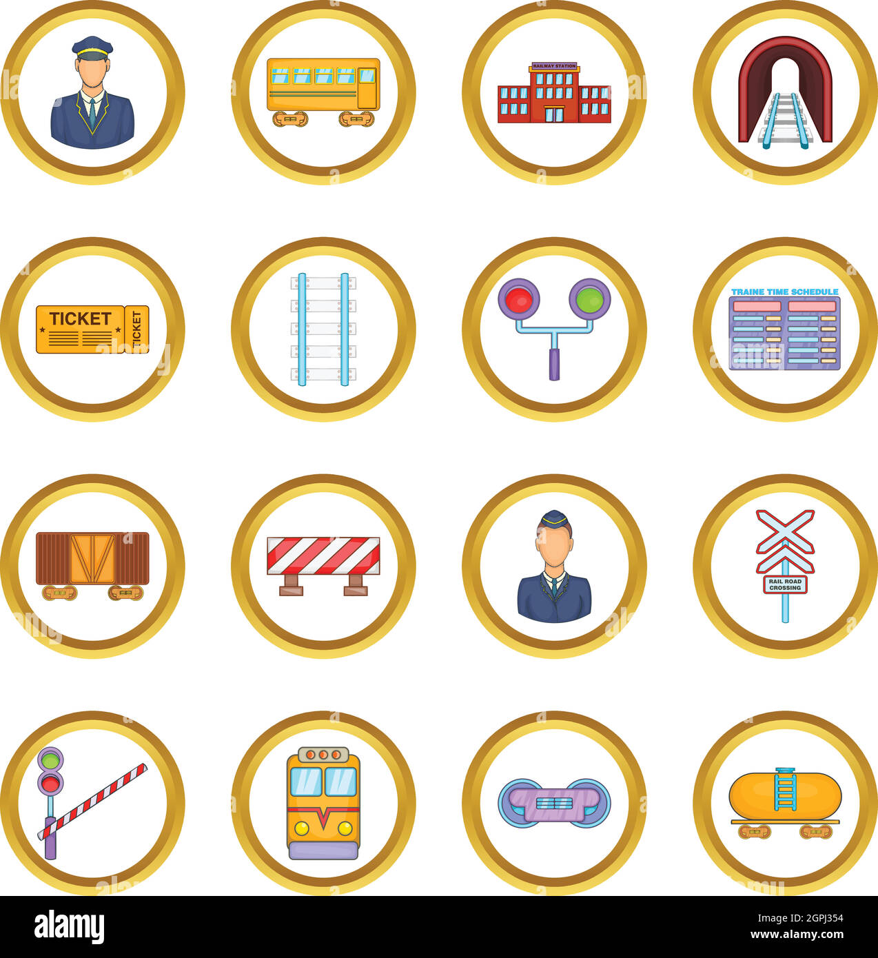 Railway vector set, cartoon style Stock Vector Image & Art - Alamy