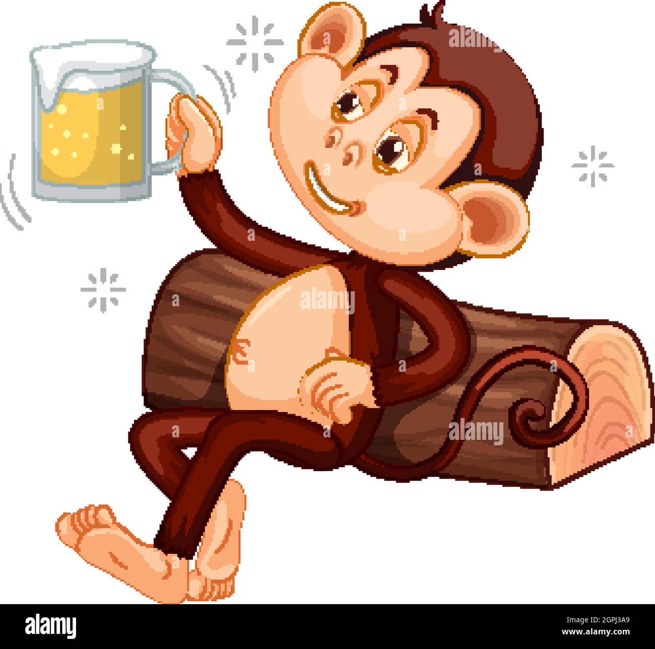 Monkey holding beer cartoon character illustration Stock Vector Image & Art - Alamy