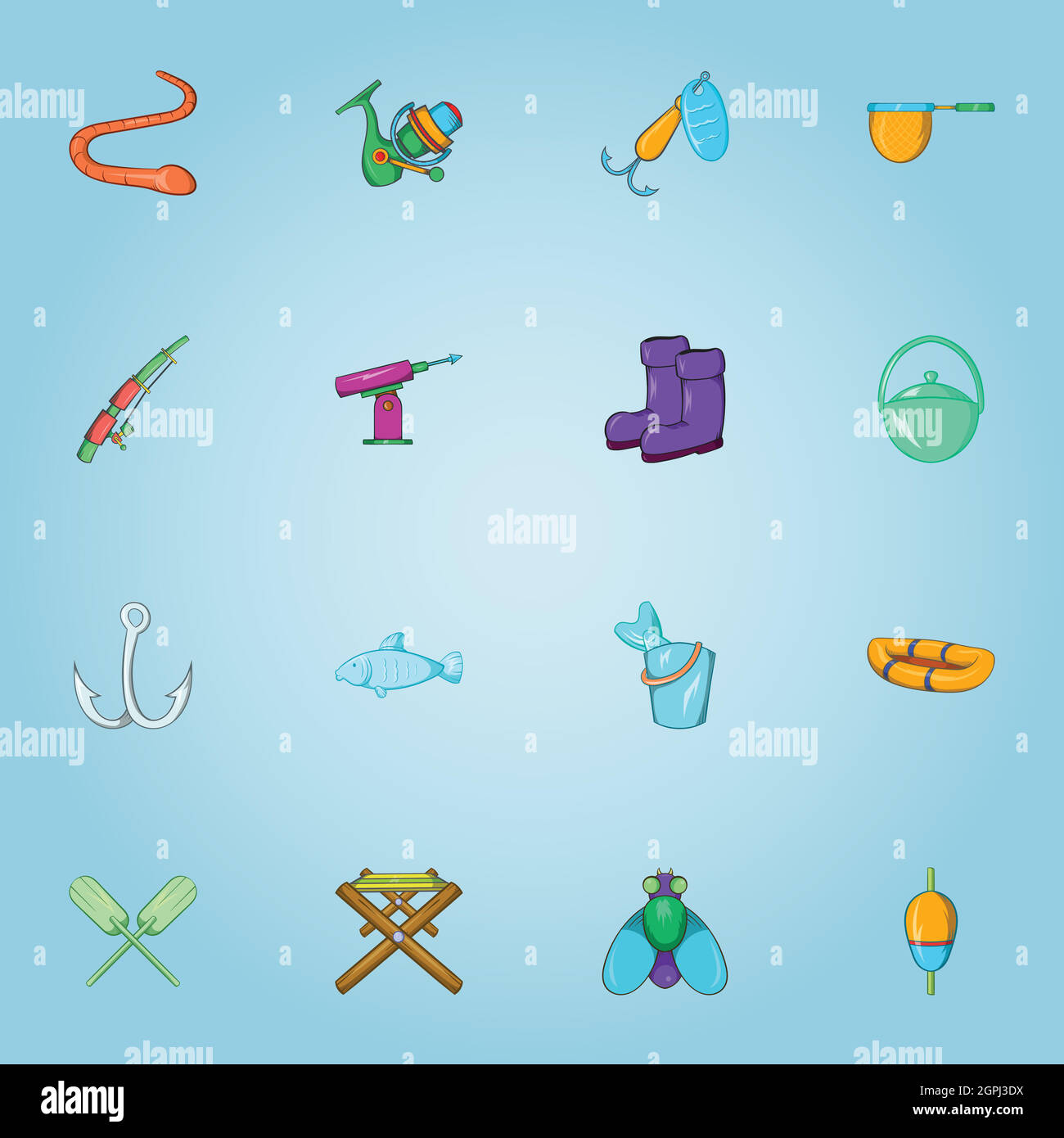 Fishing icons set, cartoon style Stock Vector Image & Art - Alamy