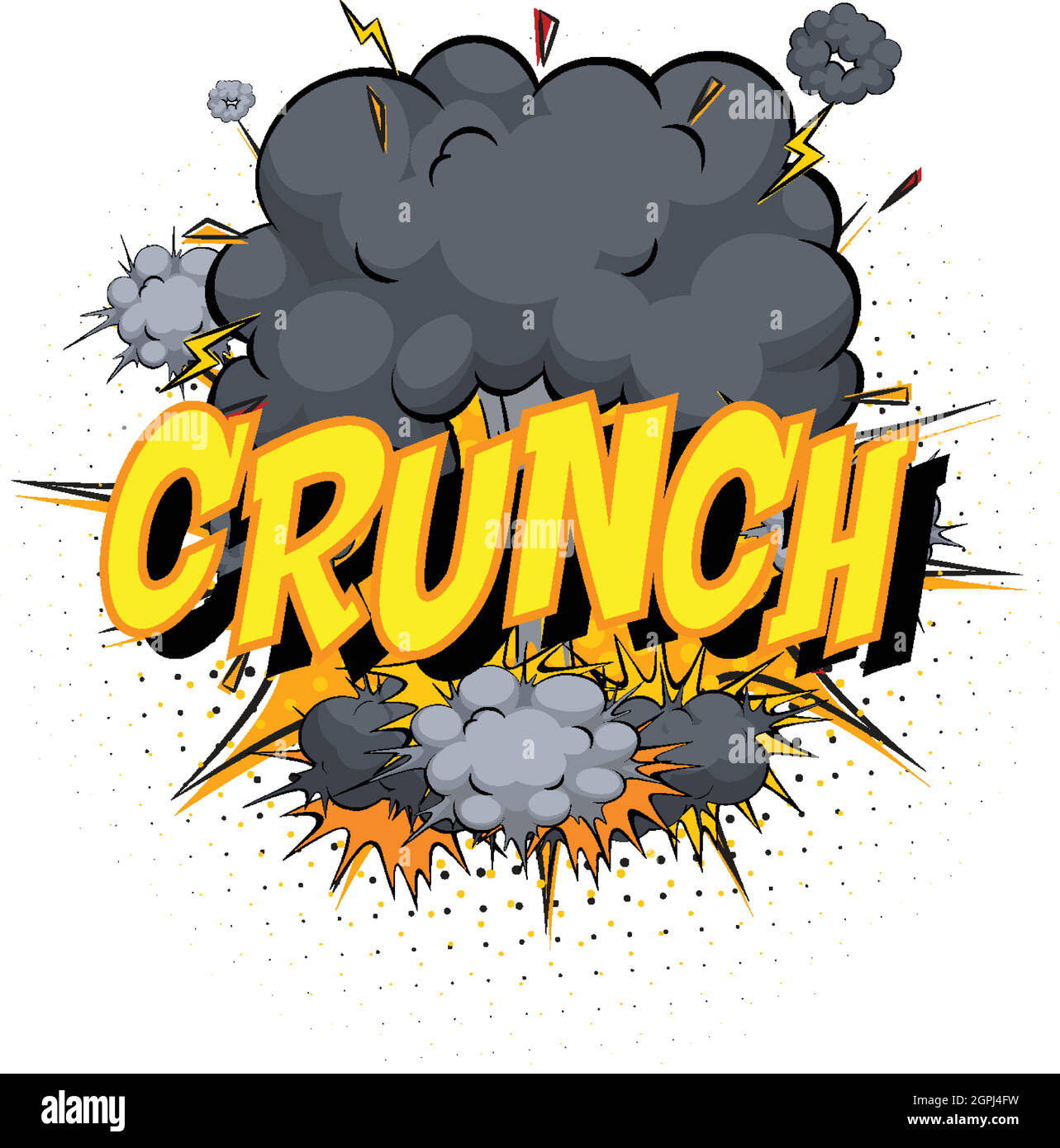 Word Crunch on comic cloud explosion background illustration Stock ...