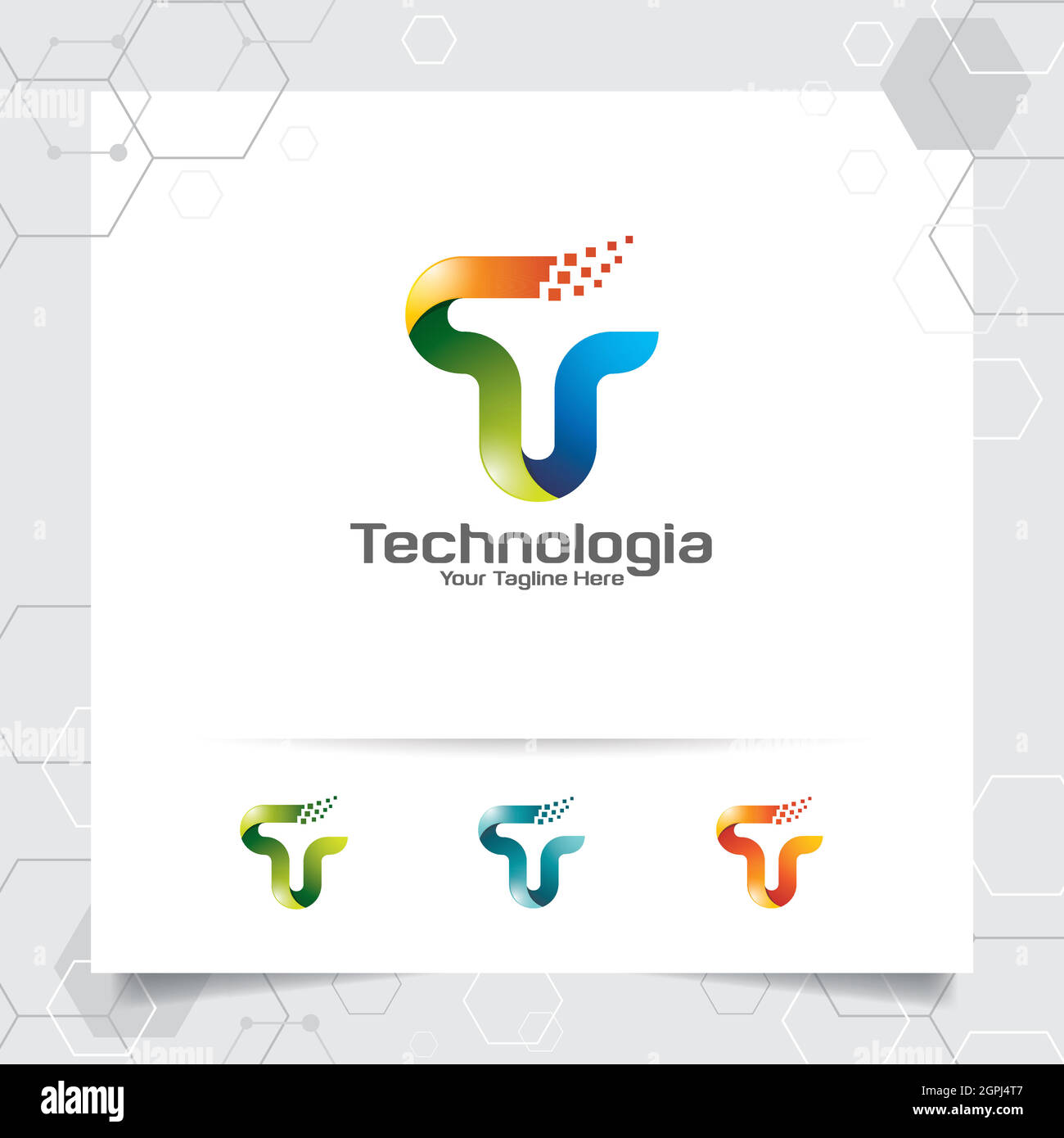 Digital logo letter T design vector with modern colorful pixel for ...