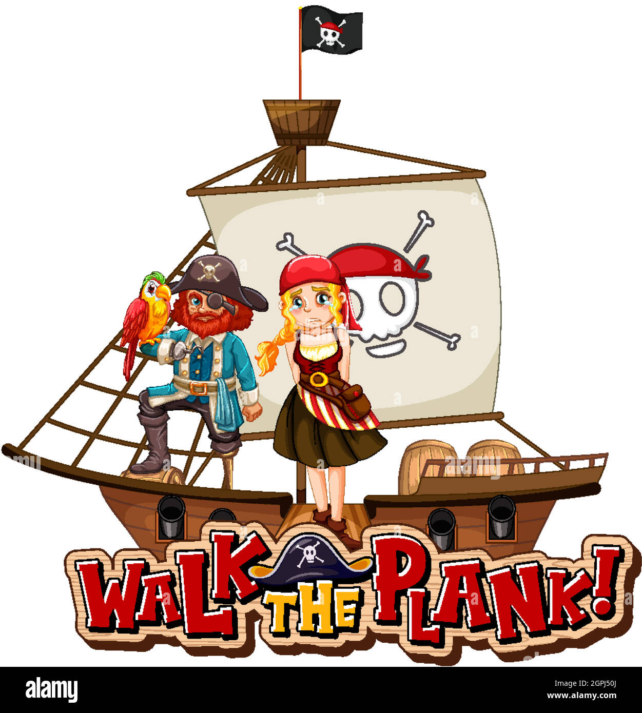 Walking the plank ship Stock Vector Images - Alamy