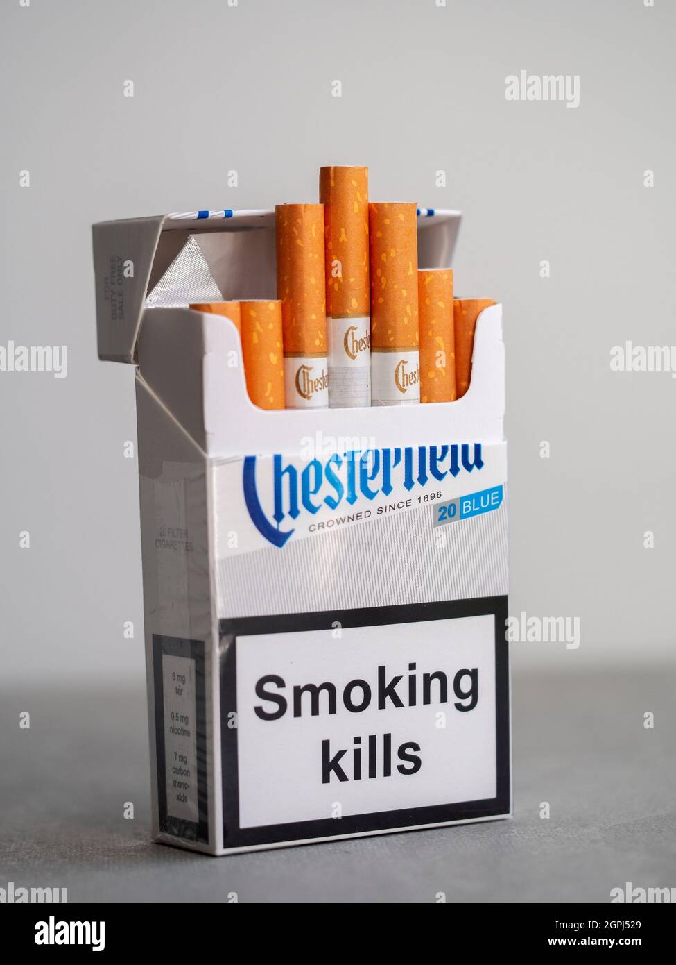 In this photo illustration, a pack of Chesterfield Cigarettes, made by ...