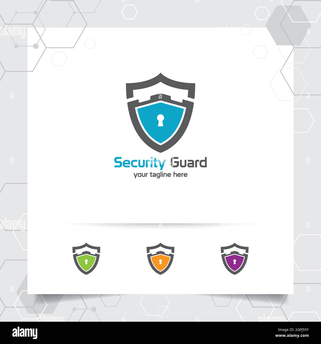 Security shield with padlock vector logo hi-res stock photography and ...