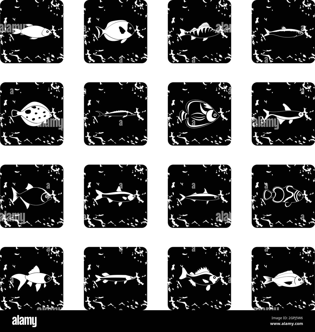 Aquarium fish icons vector Black and White Stock Photos & Images - Alamy