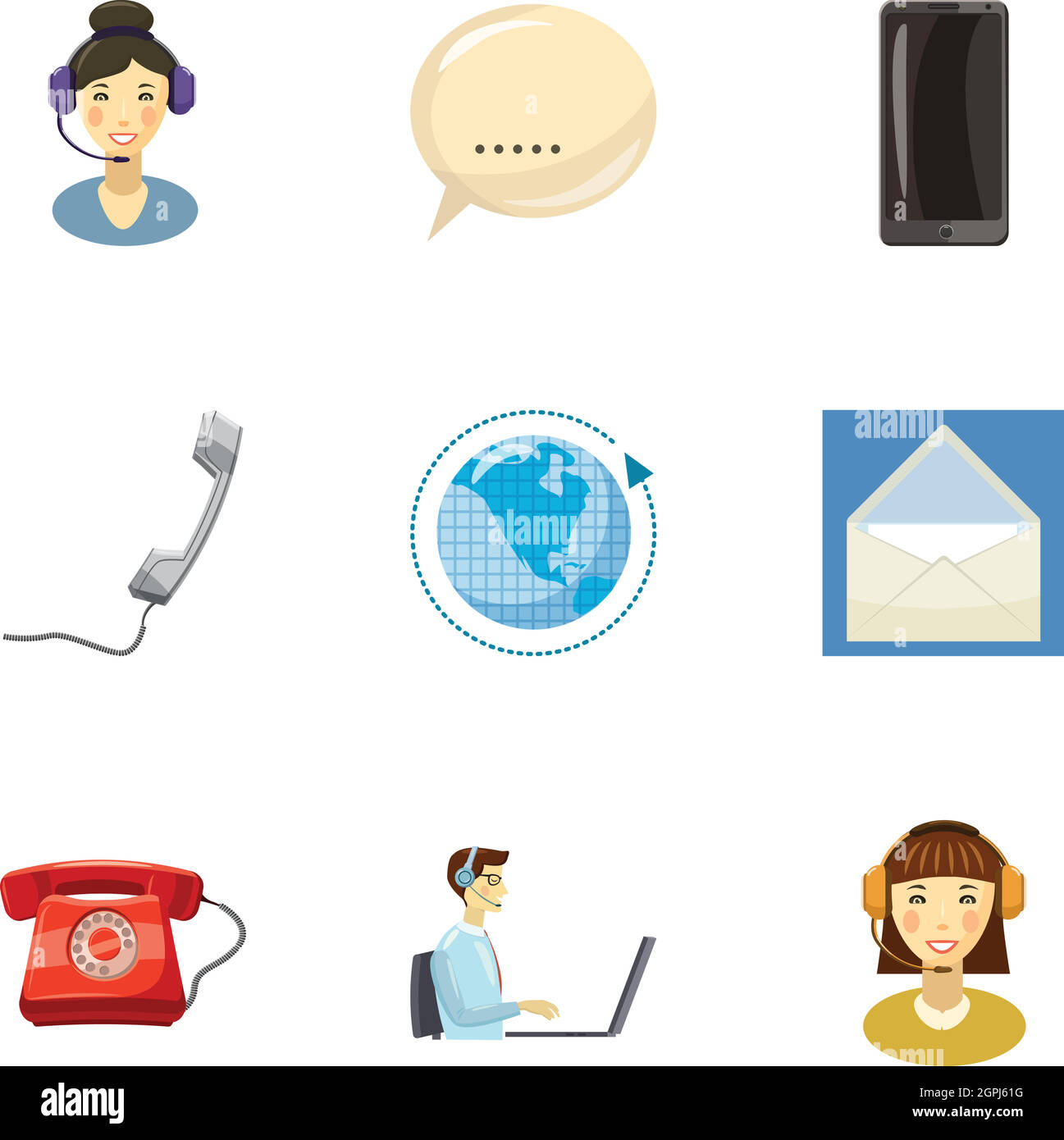 Round clock support icons set, cartoon style Stock Vector Image & Art ...