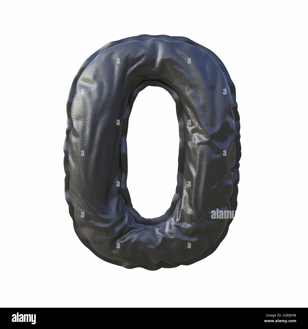 Black leather font Number 0 ZERO 3D render illustration isolated on ...
