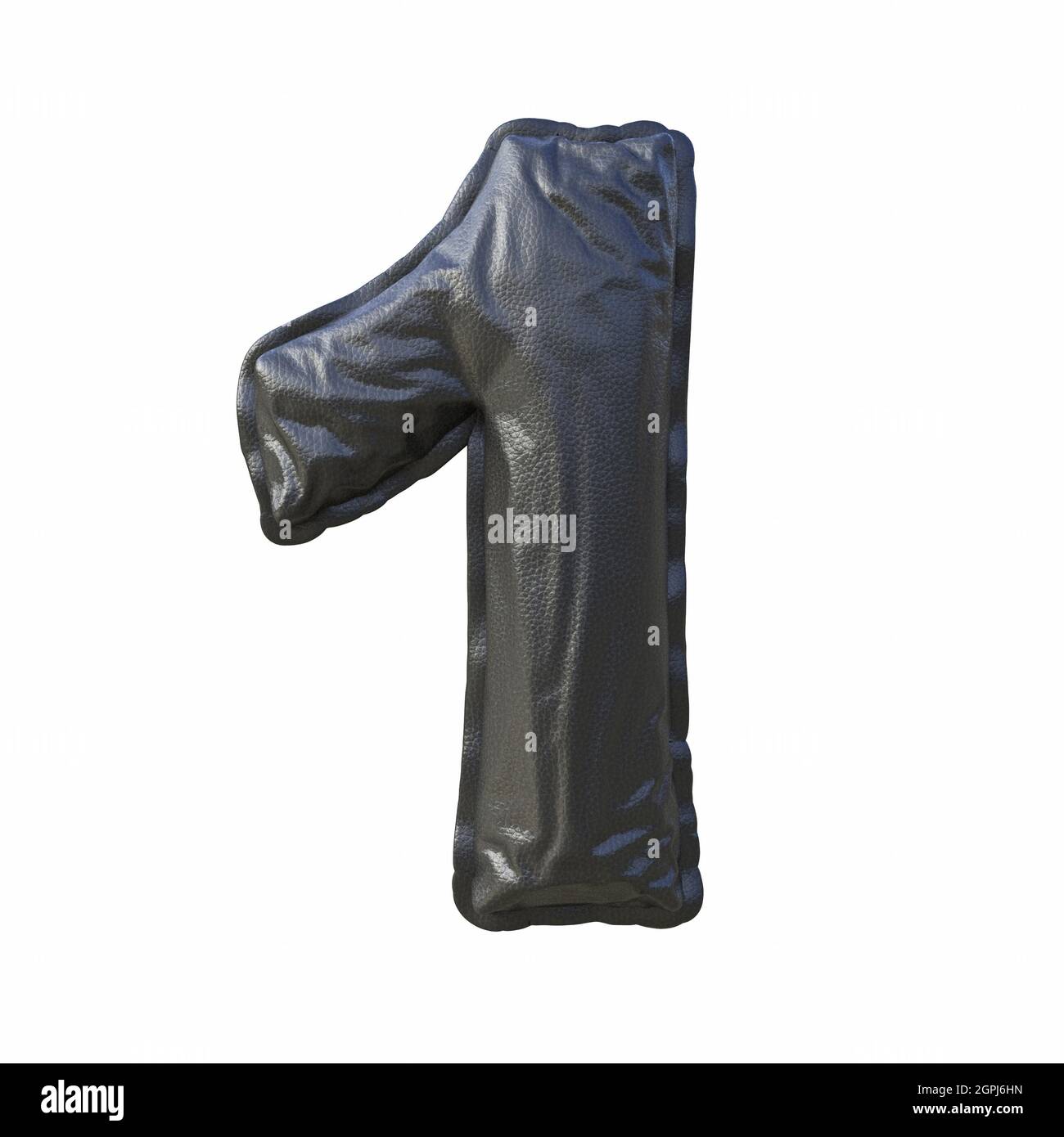 Black leather font Number 1 ONE 3D render illustration isolated on ...