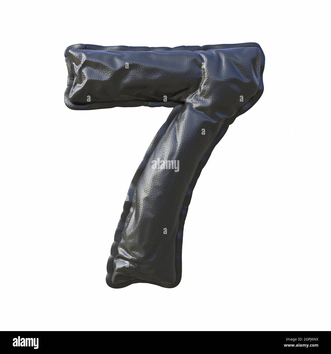Black leather font Number 7 SEVEN 3D render illustration isolated on ...