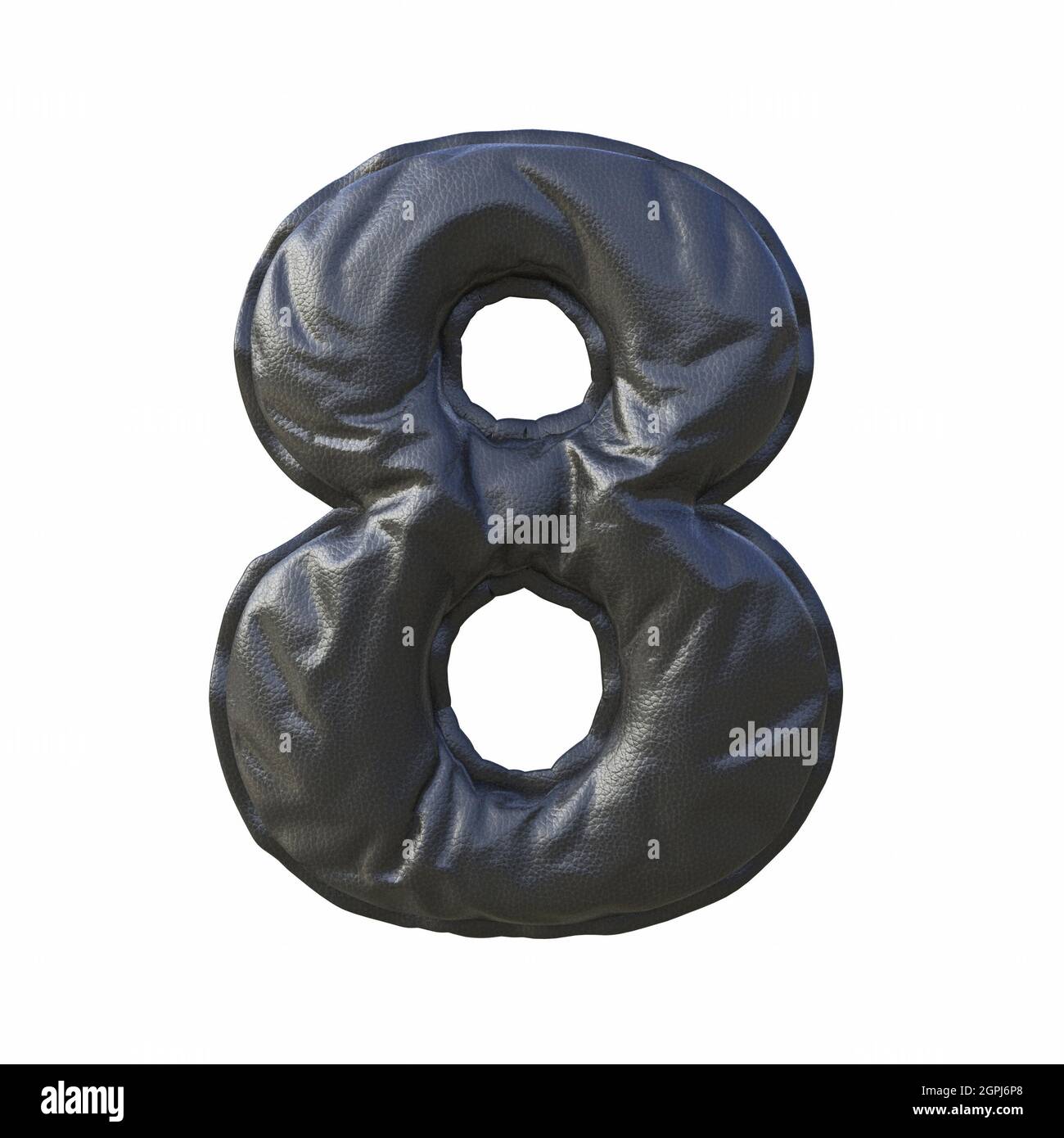 Black leather font Number 8 EIGHT 3D render illustration isolated on ...