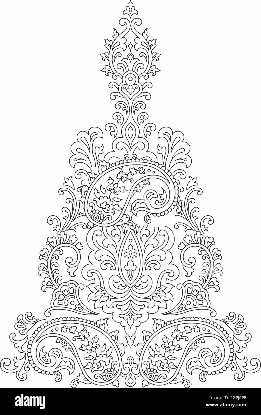 Kalocsai Black Embroidery Hungarian Floral Folk Art Long Patterns Stock ...