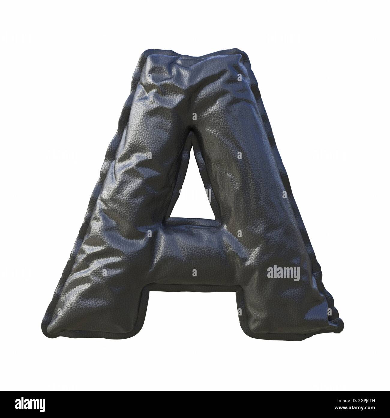 Black leather font Letter A 3D render illustration isolated on white ...