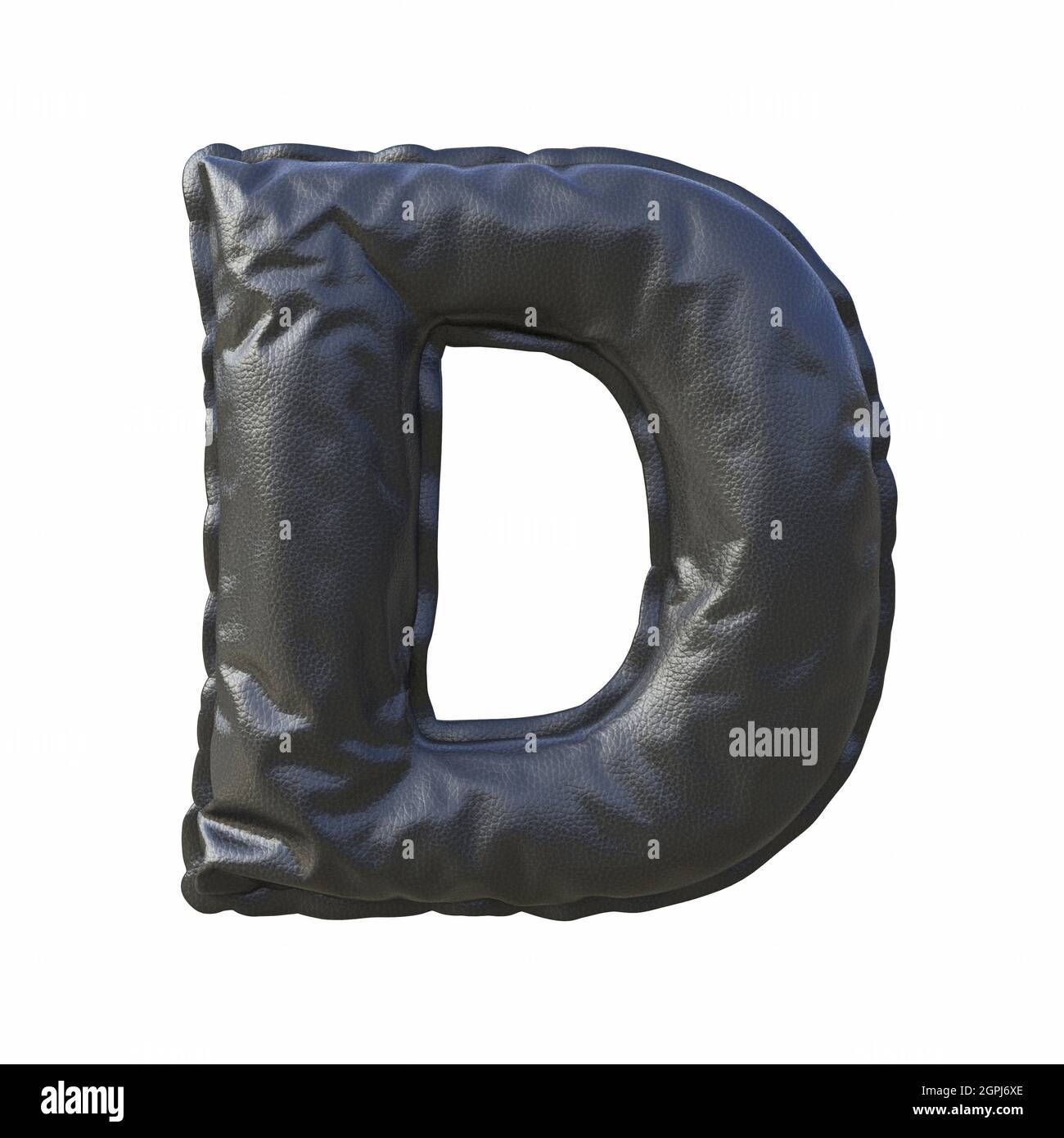 Black leather font Letter D 3D render illustration isolated on white ...