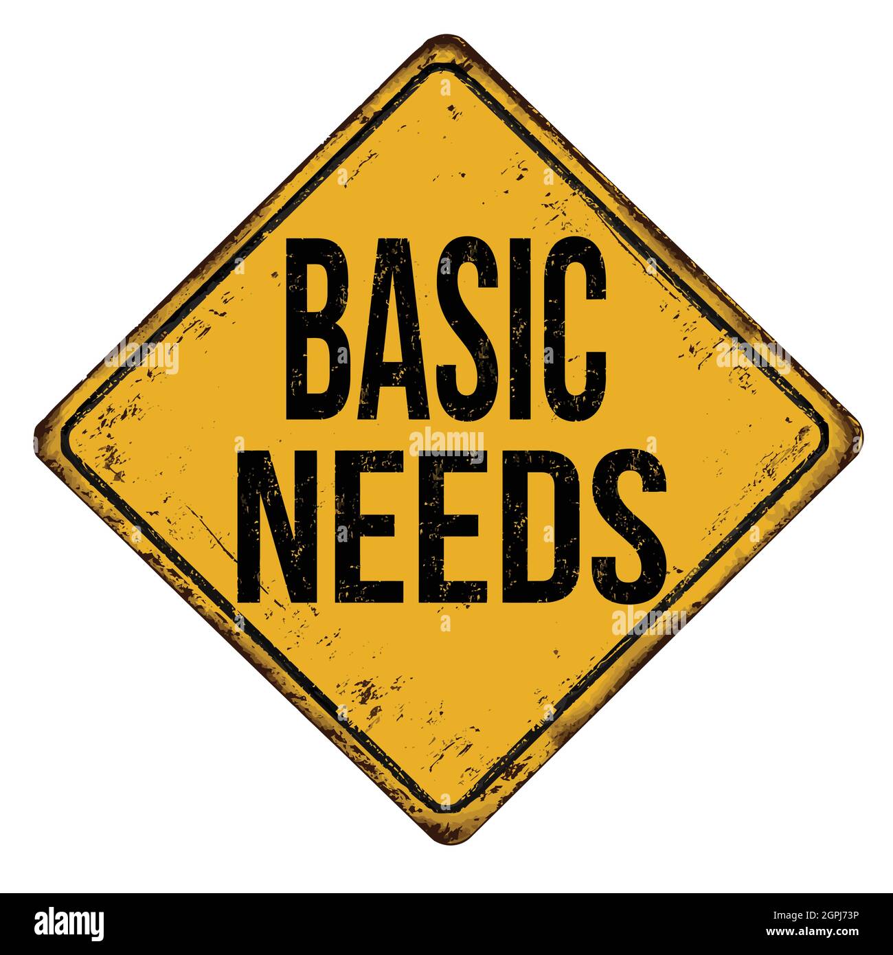 Basic needs vintage rusty metal sign on a white background, vector ...