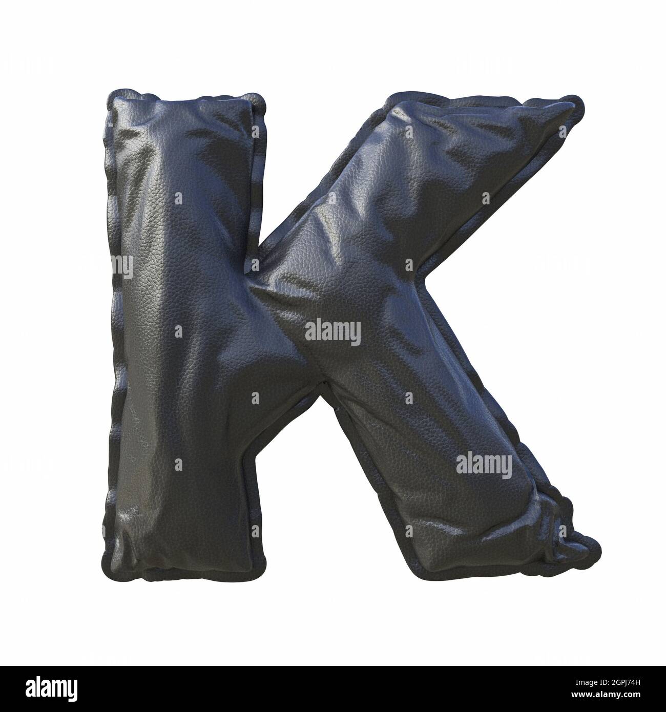 Black leather font Letter K 3D render illustration isolated on white ...
