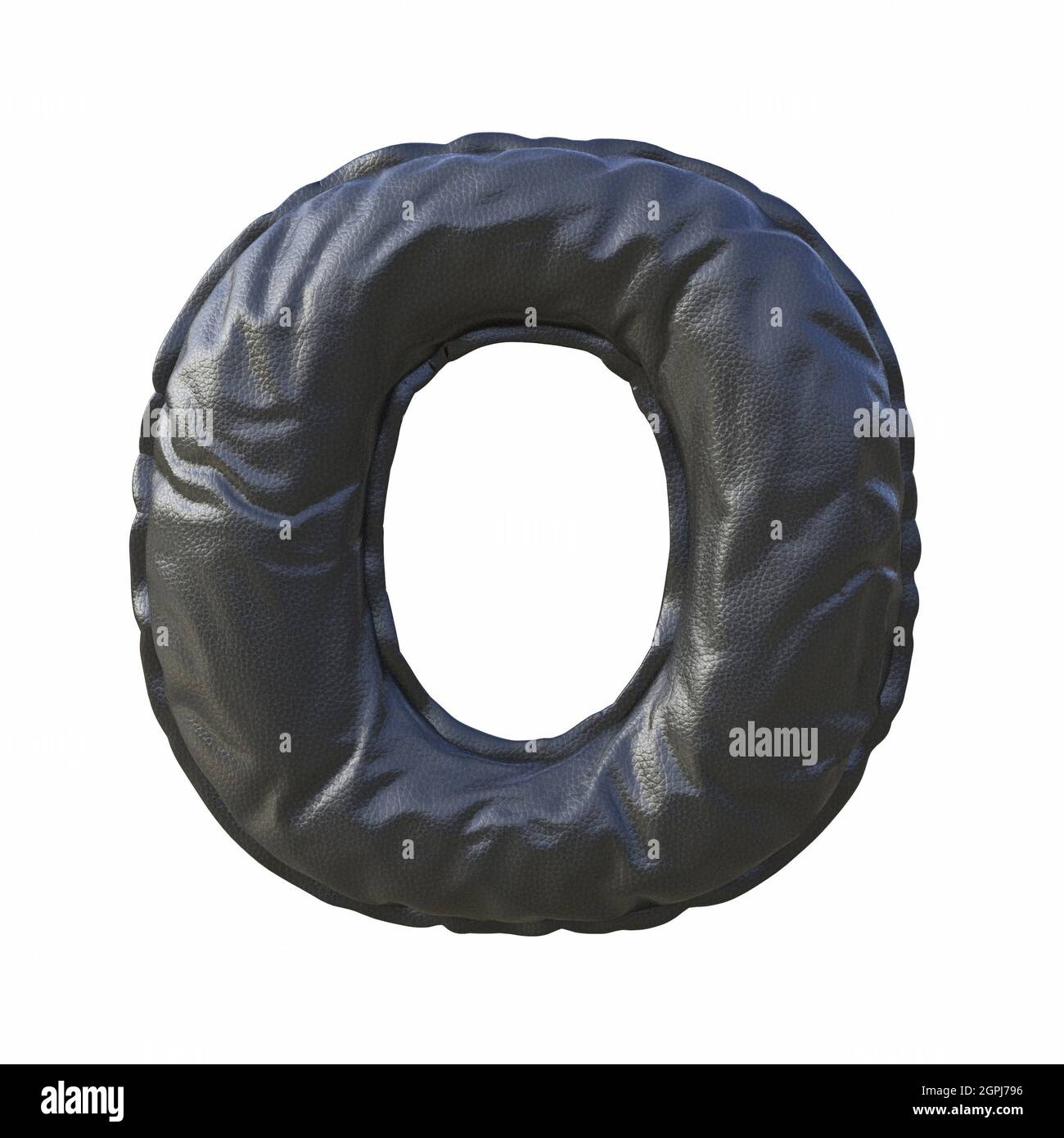 Black leather font Letter O 3D render illustration isolated on white ...