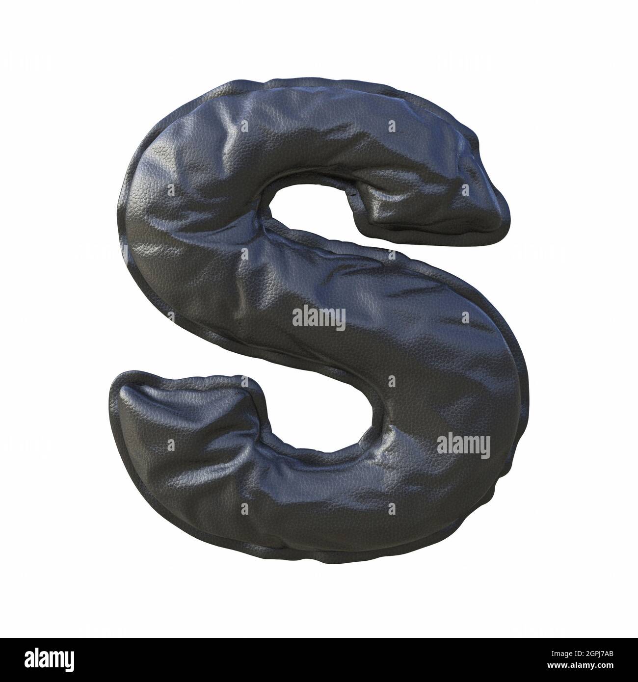 Black leather font Letter S 3D render illustration isolated on white ...