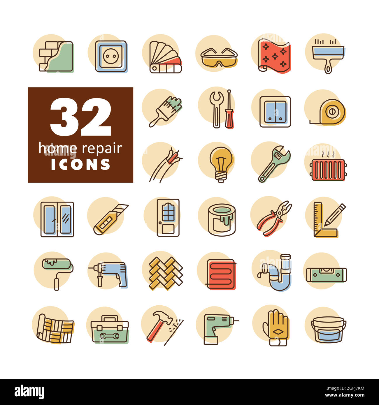 Set of building construction and home repair icons Stock Vector Image ...